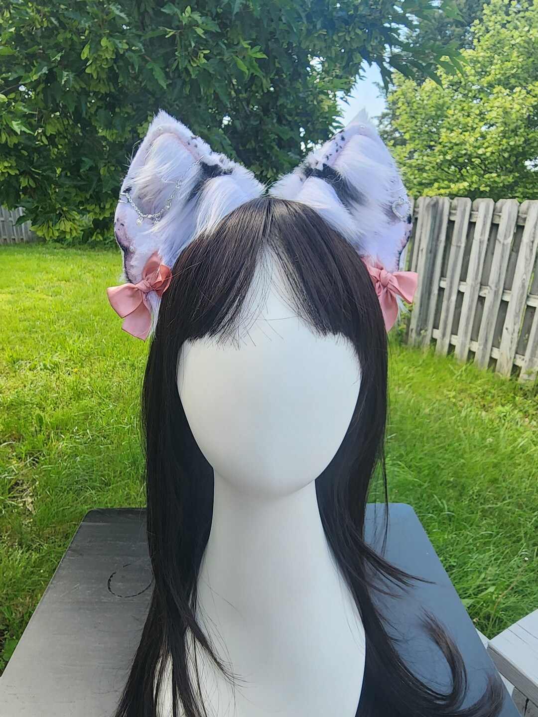 Black and White Cat Ears | Realistic White Cat Ears | Spotted Kitten ...