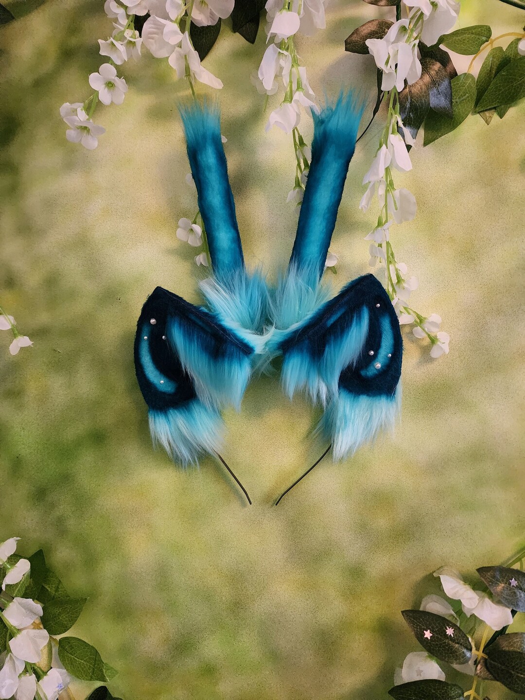 Teal Alien Cat Ears With Antennas Alien Cat Ears Headband Teal Cat Ears ...