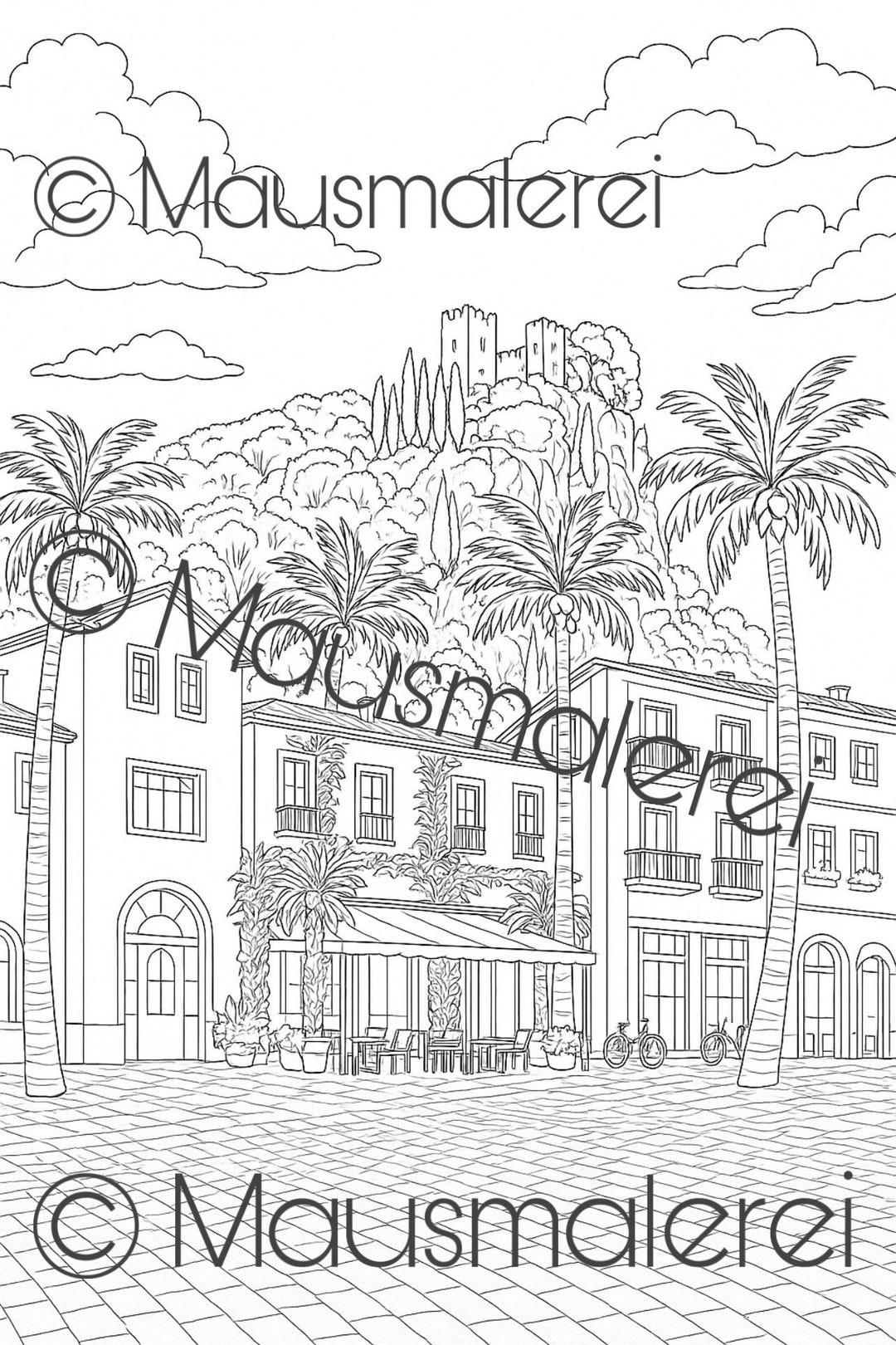Tuscany – Coloring Page for Download | Digital Coloring Page (PDF) - Etsy