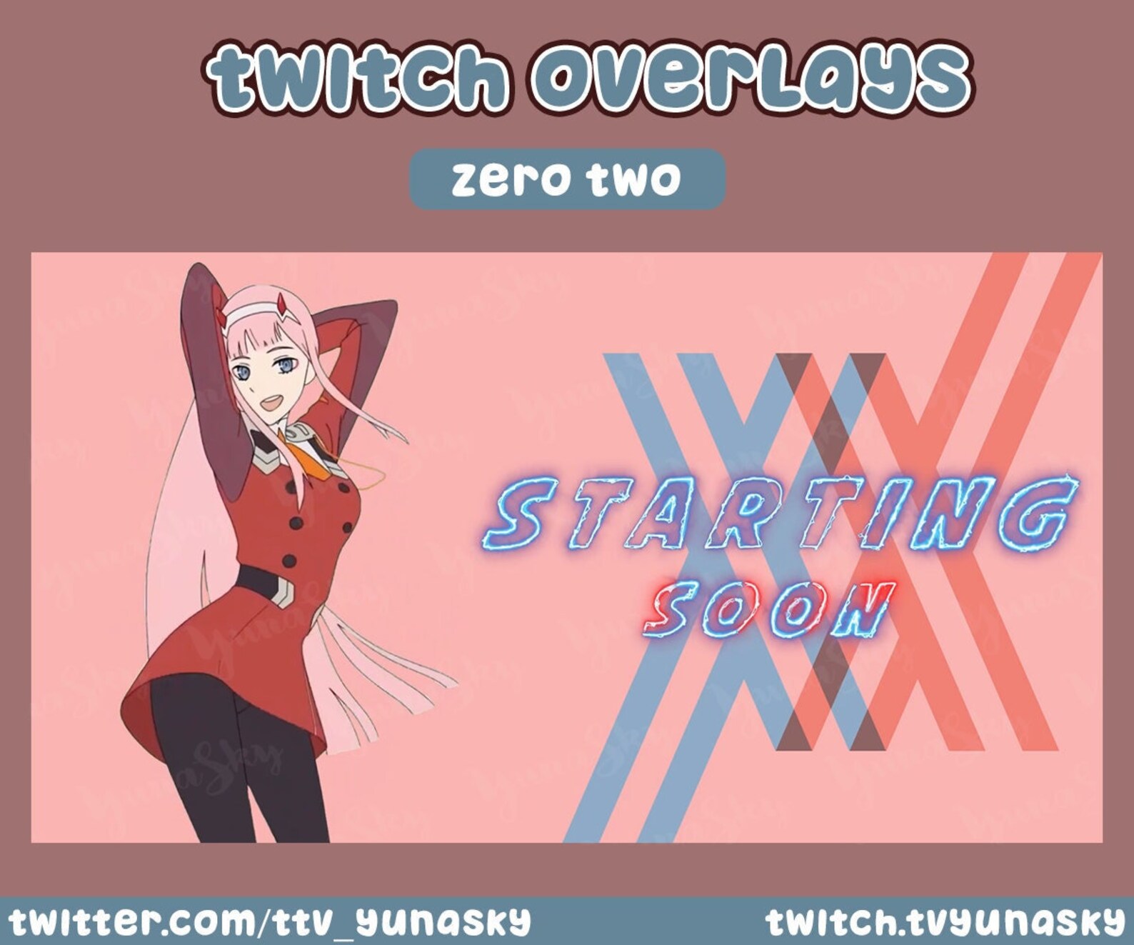 Animated ZERO TWO Anime Overlay Package - Twitch, Youtube - Etsy