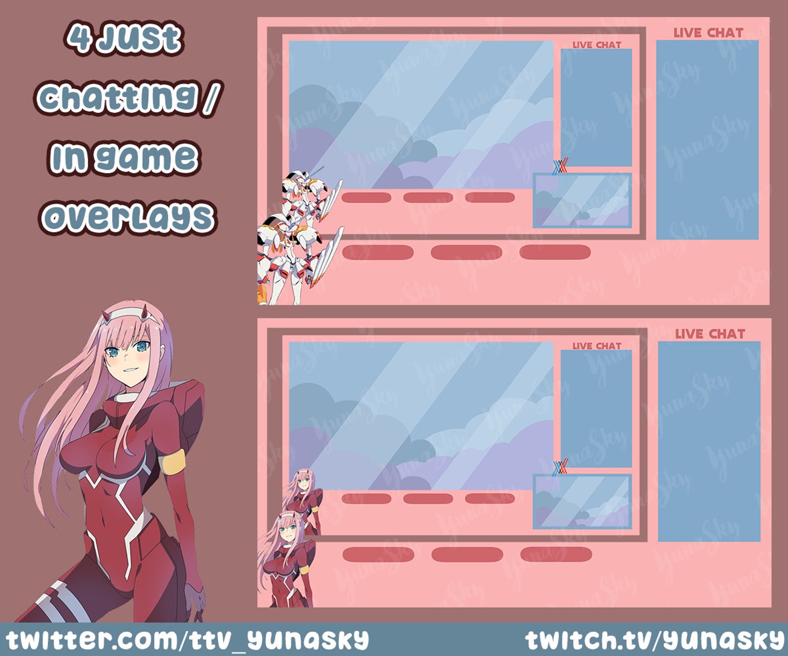 Animated ZERO TWO Anime Overlay Package - Twitch, Youtube - Etsy