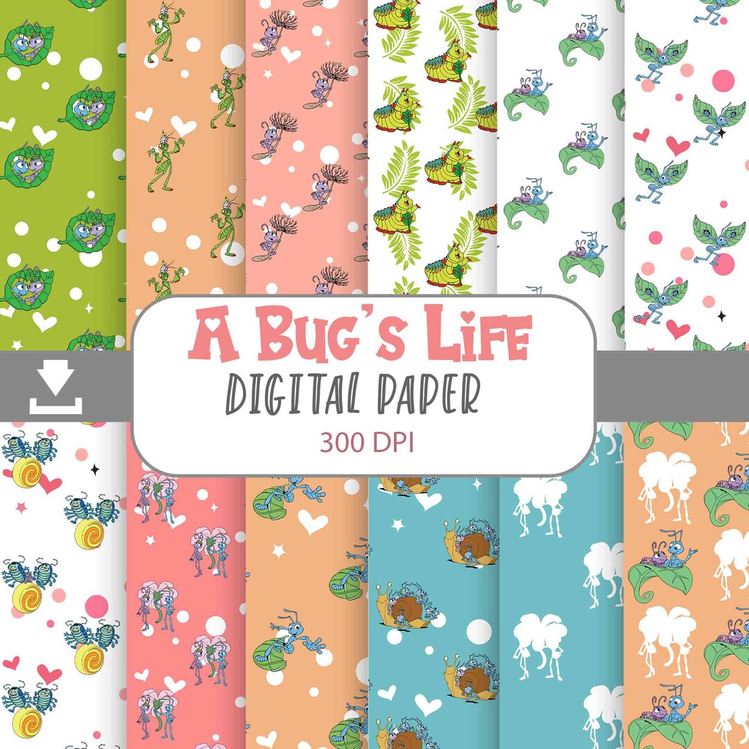 Green and Blue Insects Seamless Pattern, Digital Papers, Scrapbook ...