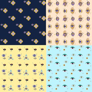 Evil Eye Seamless Pattern, Digital Papers, Scrapbook Papers, Pattern ...