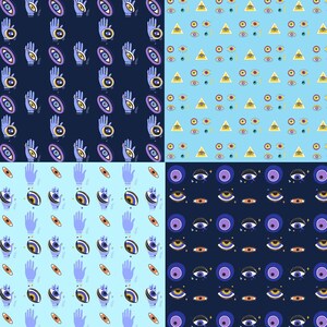 Evil Eye Seamless Pattern, Digital Papers, Scrapbook Papers, Pattern ...
