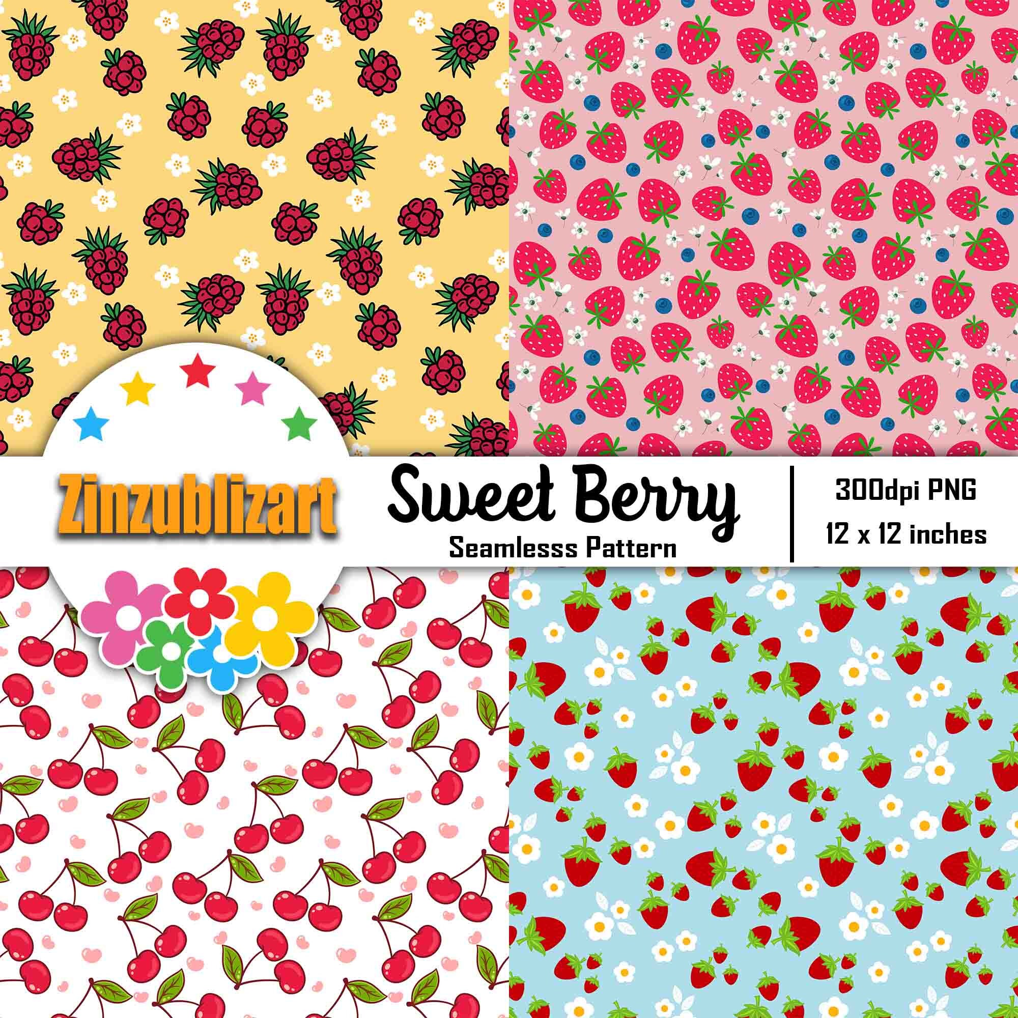Sweet Berry Seamlesss Pattern, Digital Papers, Scrapbook Papers ...