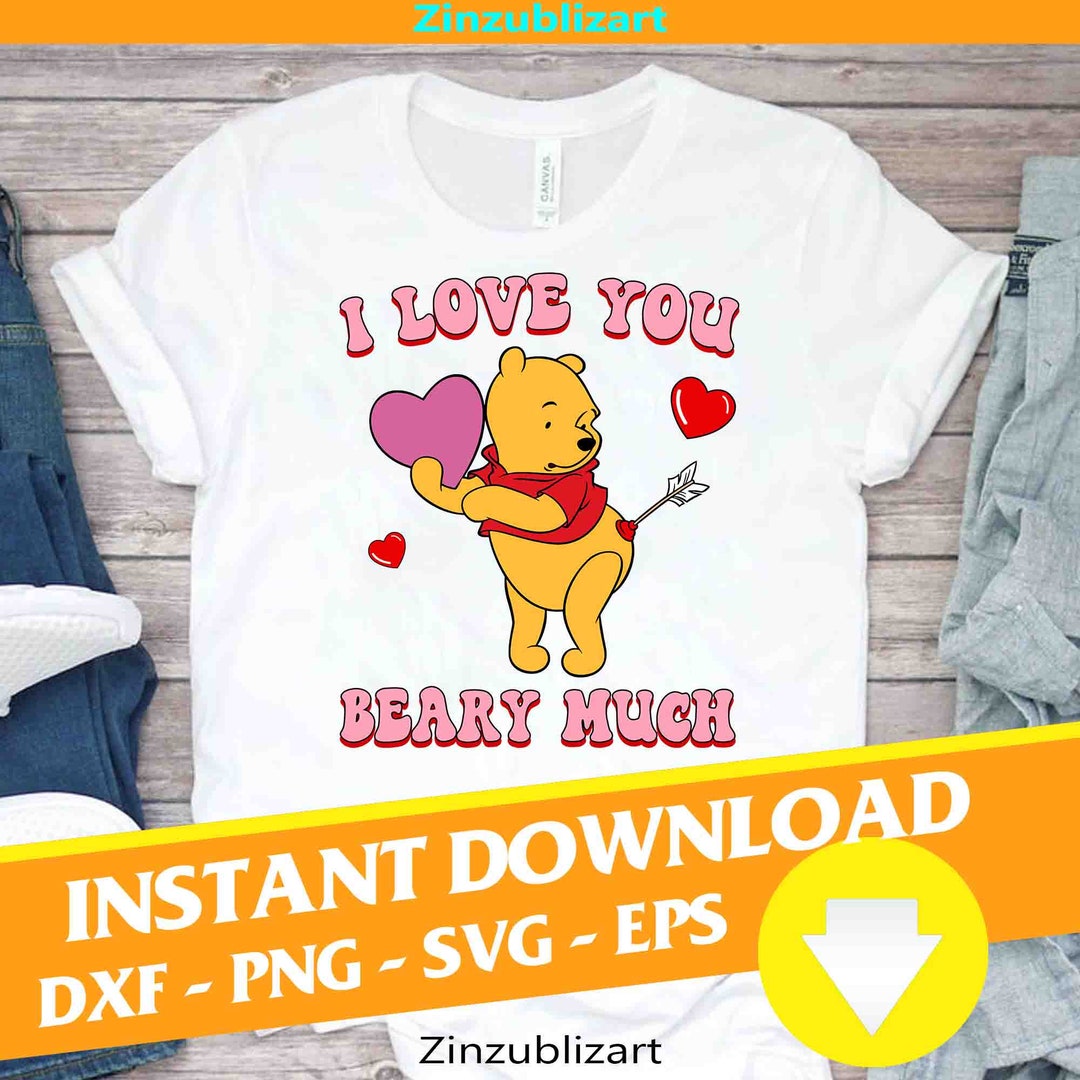 I Love You Beary Much Svg, Heart Valentines Svg, Cartoon Svg, Valentine ...