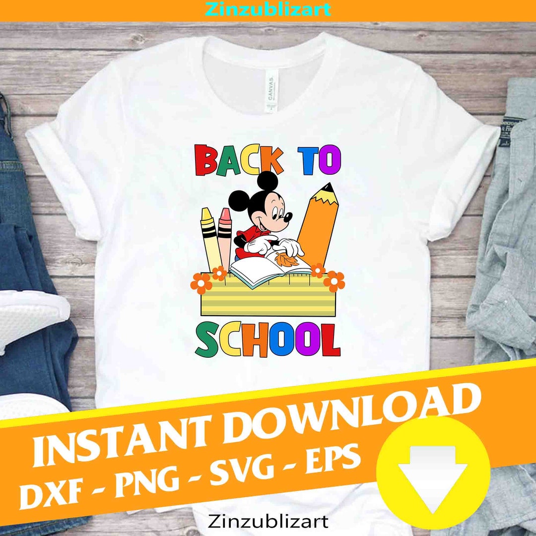 School Mouse Heat Transfer Svg, Mouse Svg, Cartoon Svg, Back to School ...