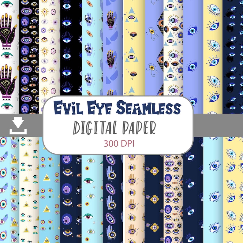 Evil Eye Seamless Pattern Digital Papers Scrapbook Papers - Etsy