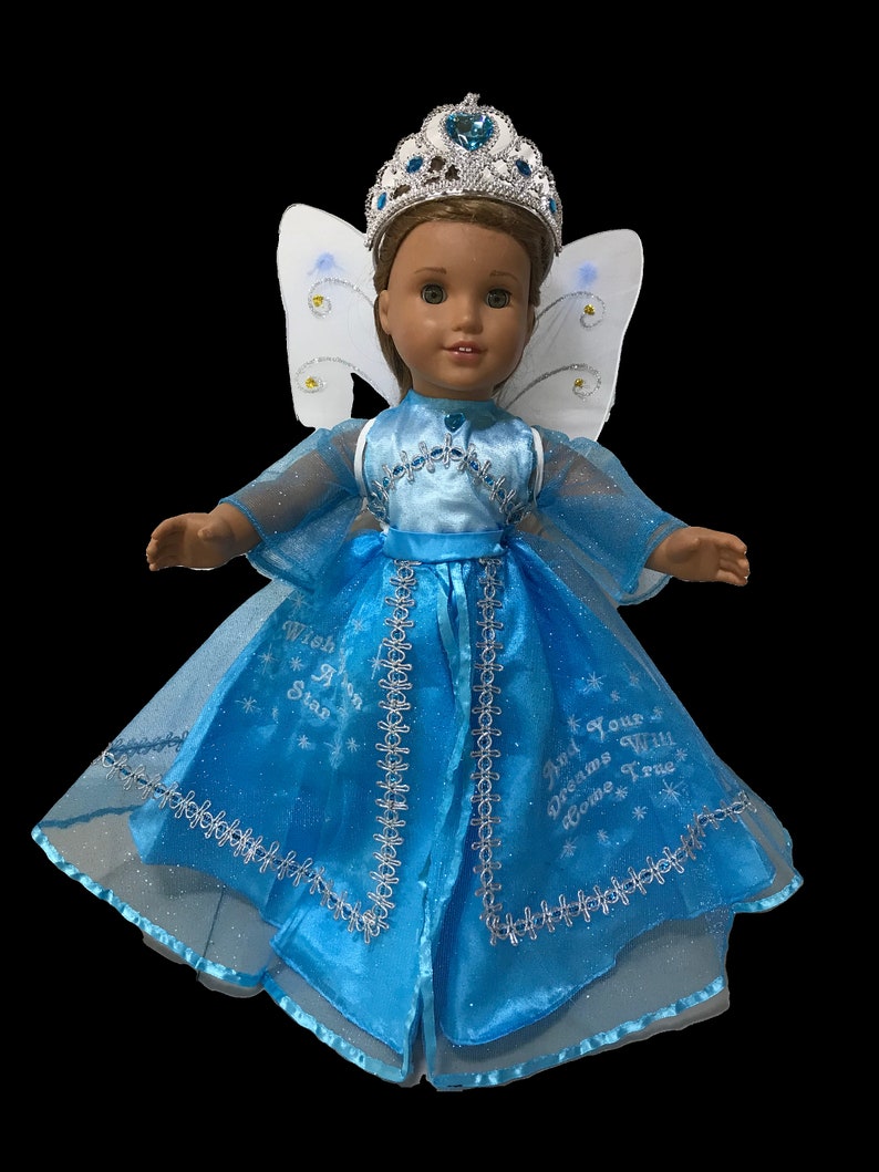 18" Doll Blue Fairy Princess Embroidery Handcrafted Outfit Includes ...