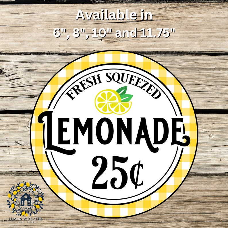 Fresh Squeezed Lemonade Sign: Farmhouse Summer Door Hanger, Lemon Decor ...