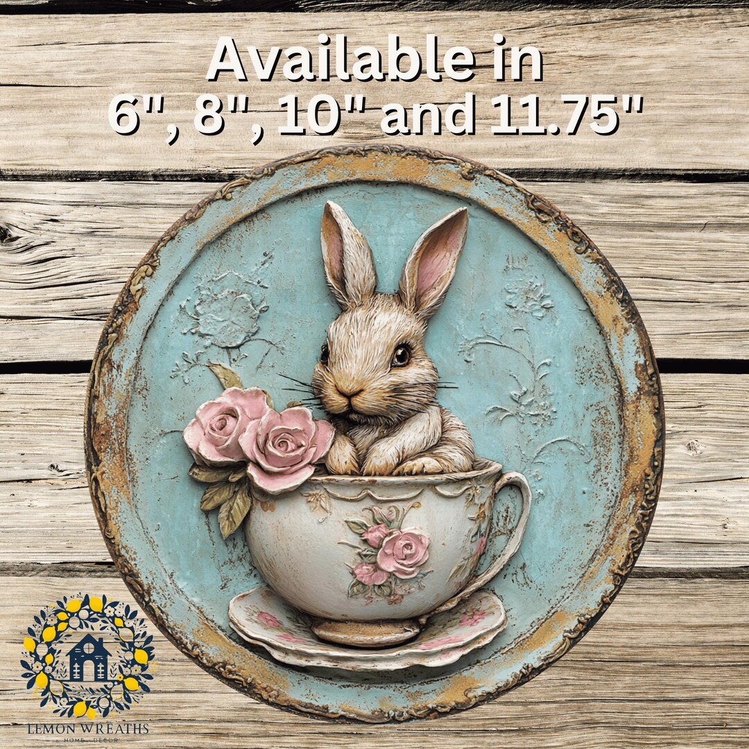 Vintage Bunny Teacup Sign: Shabby Chic Easter Decor - Etsy