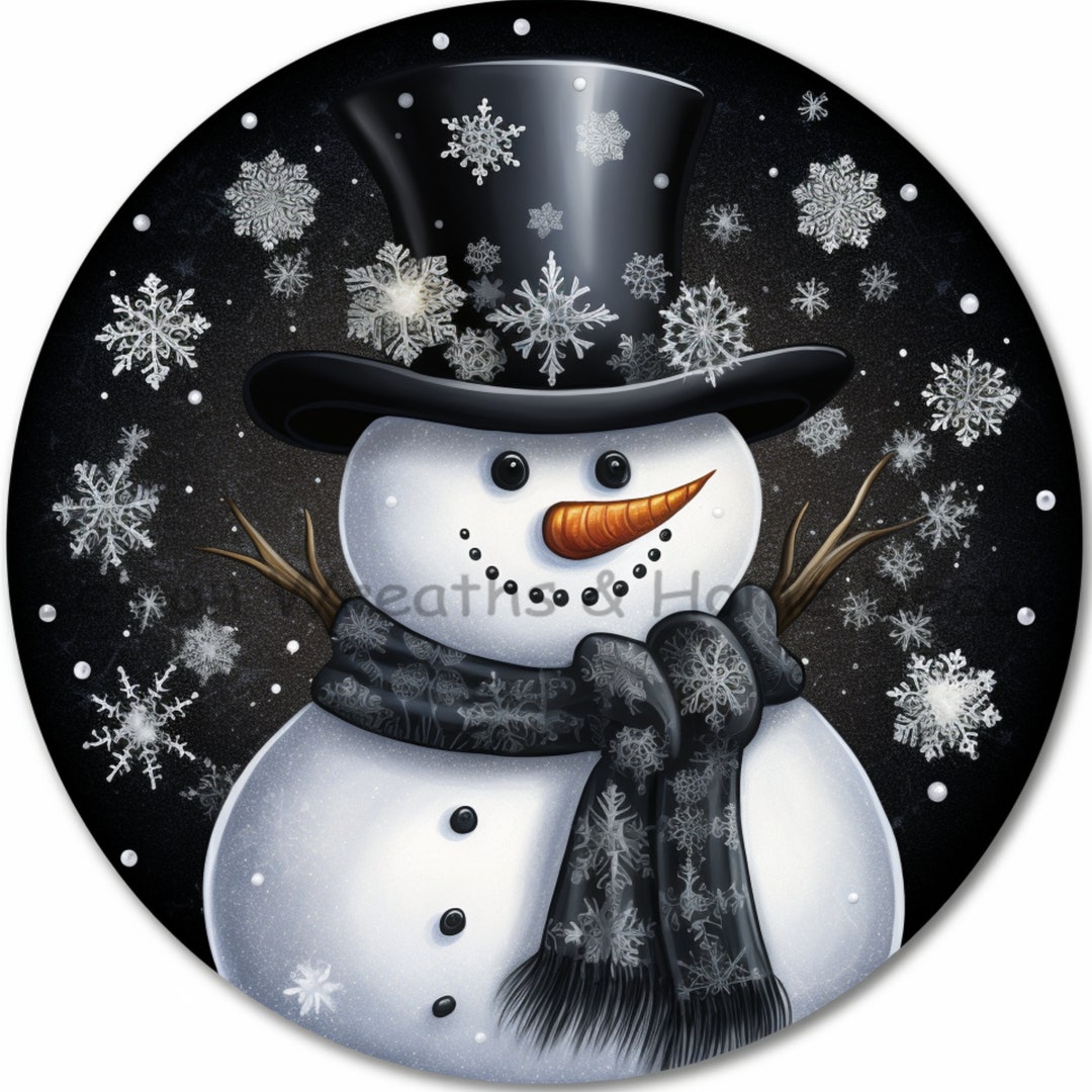 Rainbow Winter Snowman Black Metal Sign Wreath Signs Winter Wreath Sign ...