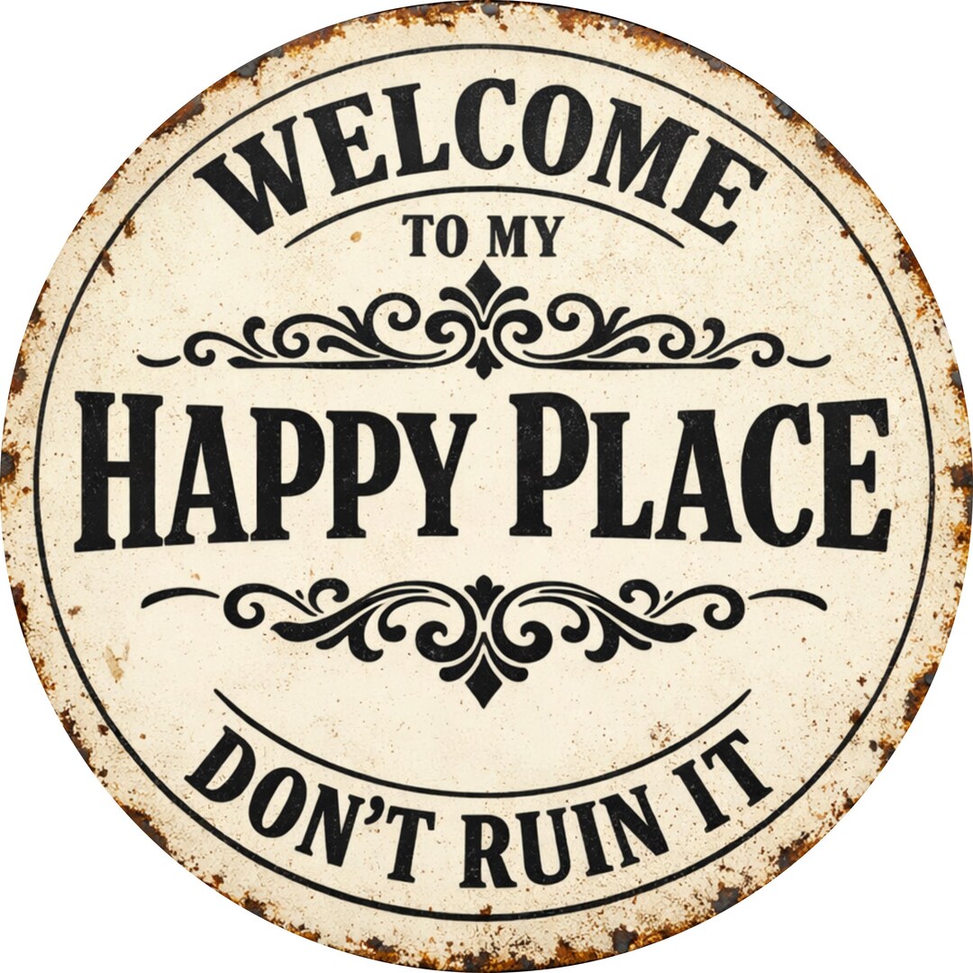 Welcome to My Happy Place Sign: Rustic Farmhouse Door Hanger Decor - Etsy