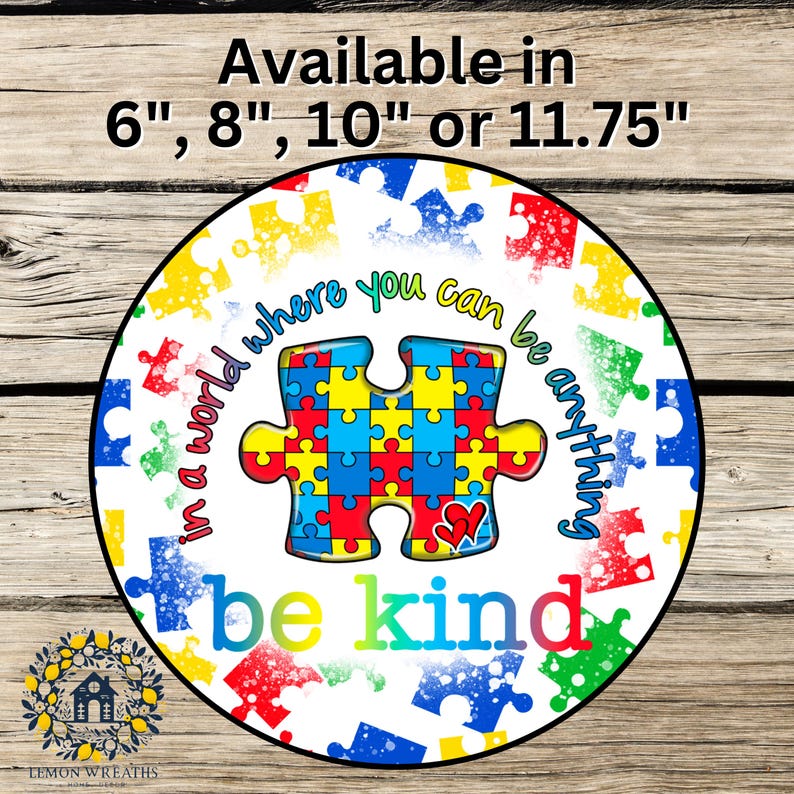 Be Kind Autism Awareness Sign: Colorful Puzzle Piece Decor - Etsy