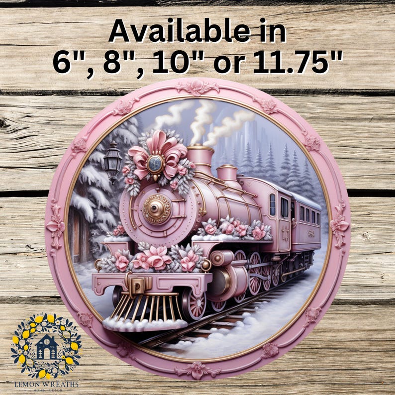Pink Christmas Train Sign: Holiday Wreath Decor, Metal Sign - Etsy