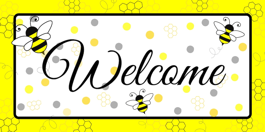 Welcome Bumble Bees Honeycomb Metal Sign - Etsy