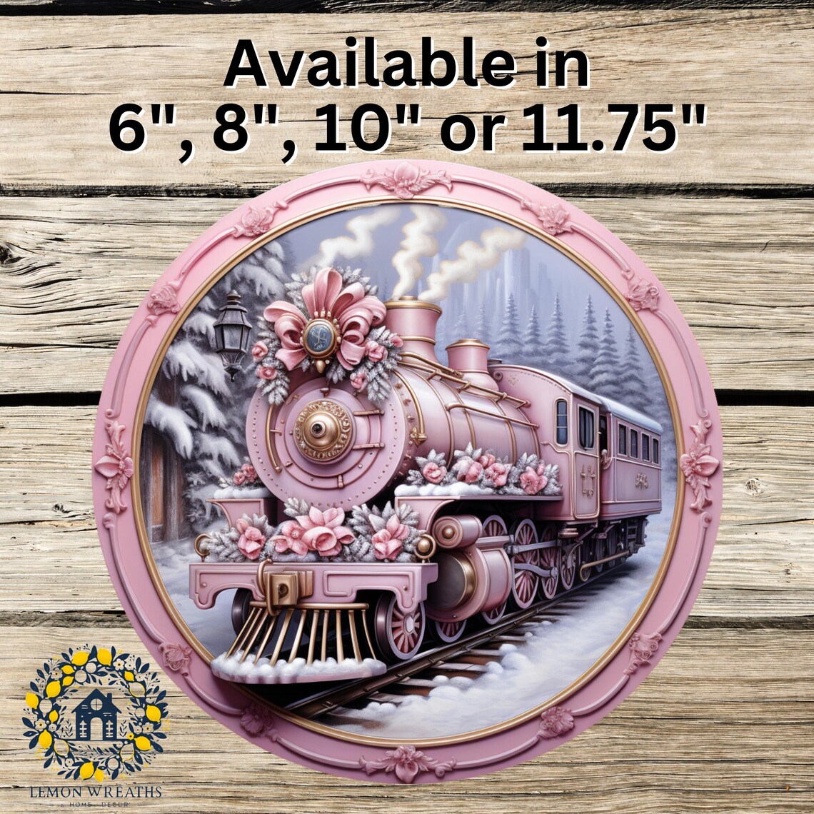 Pink Christmas Train Sign: Holiday Wreath Decor, Metal Sign - Etsy