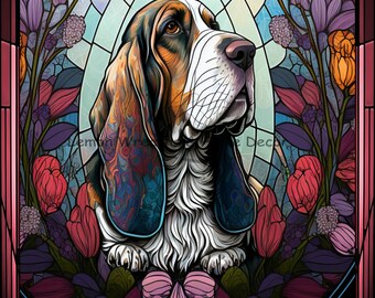 Faux Stained Glass Basset Hound Wreath Sign - Etsy