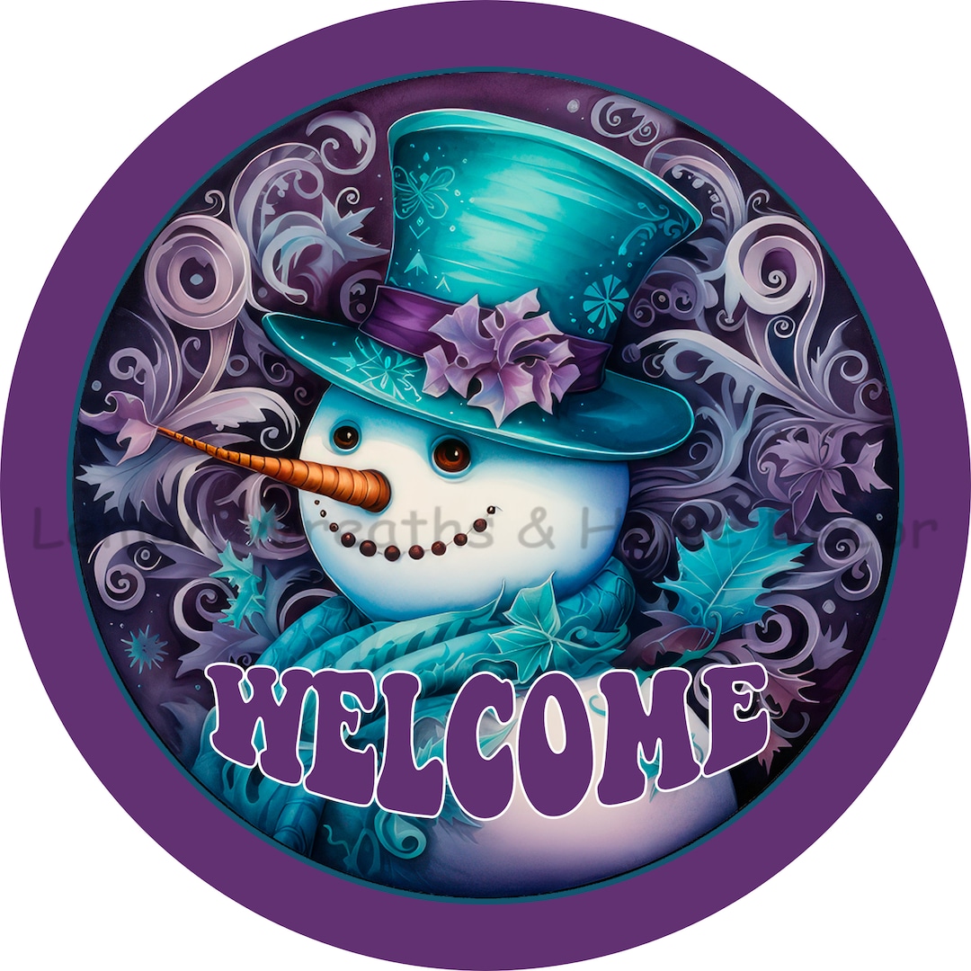 Elegant Snowman Metal Sign Welcome Wreath Sign Purple - Etsy