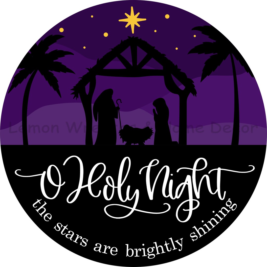 O Holy Night Nativity Wreath Sign: Purple Christmas Door Hanger - Etsy