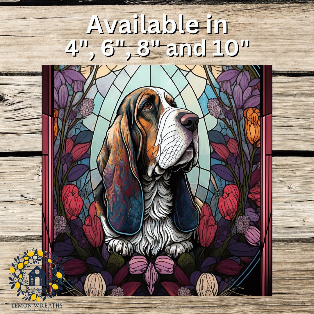 Basset Hound Dog Breed | Faux Stained Glass Metal Sign | Sign for ...