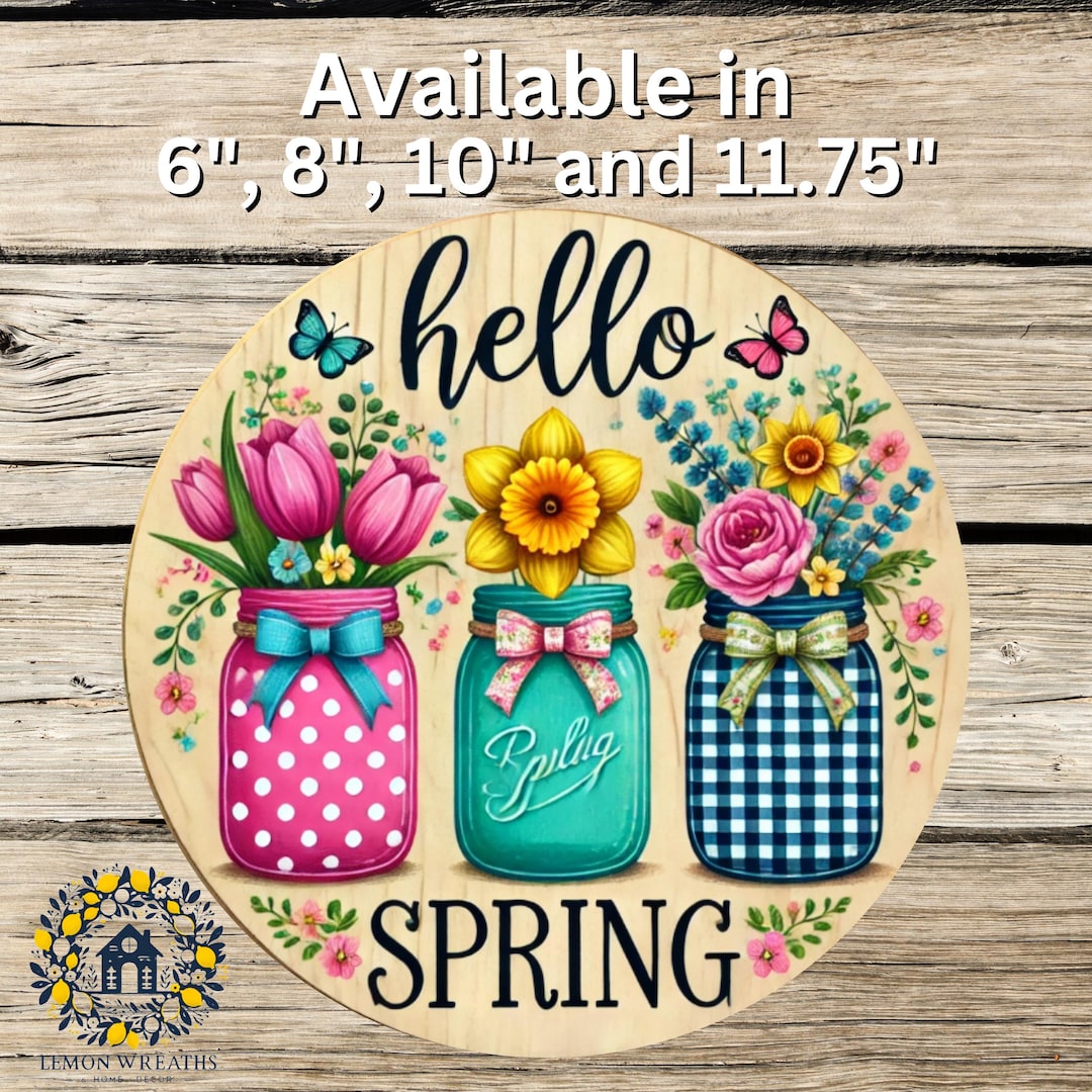 Hello Spring Wreath Sign | Floral Wreath Sign | Spring Sign for ...