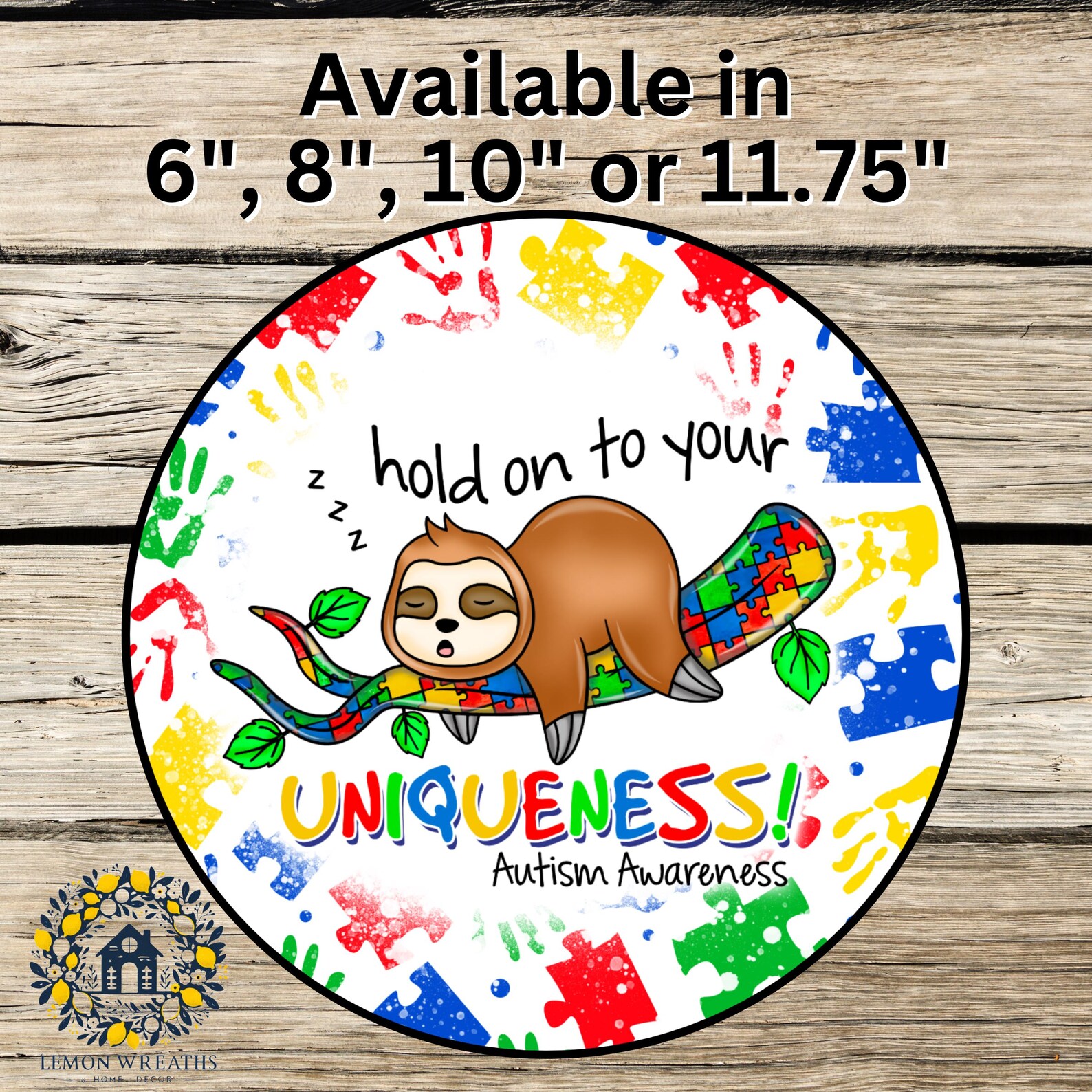 Autism Awareness Wreath Sign: Sloth Uniqueness Decor - Etsy