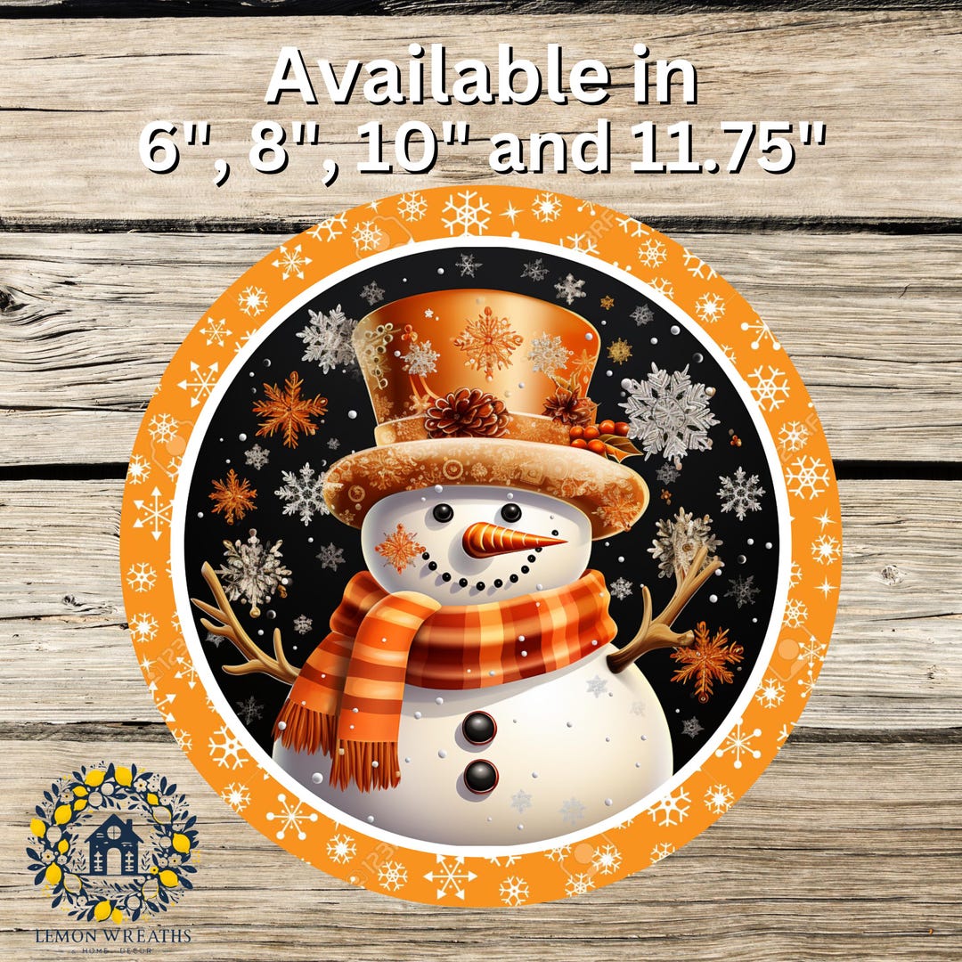 Orange Snowman Metal Sign: Winter Snowflake Wreath Decor - Etsy