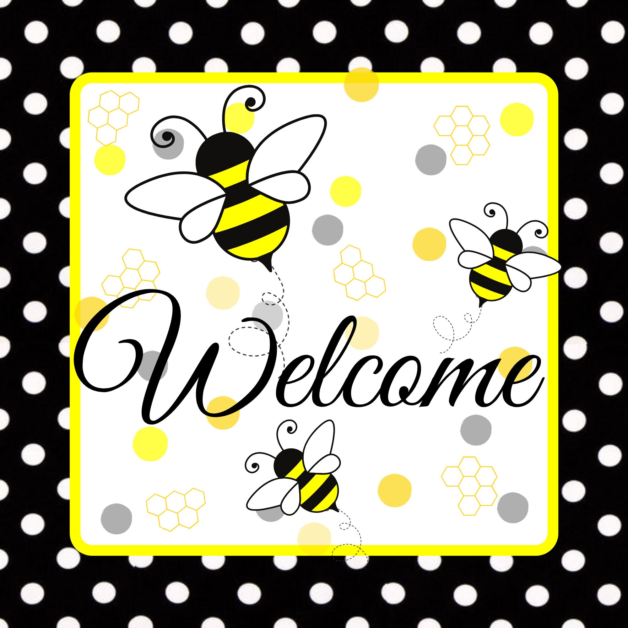 Welcome Bumble Bees Polka Dots Metal Sign - Etsy