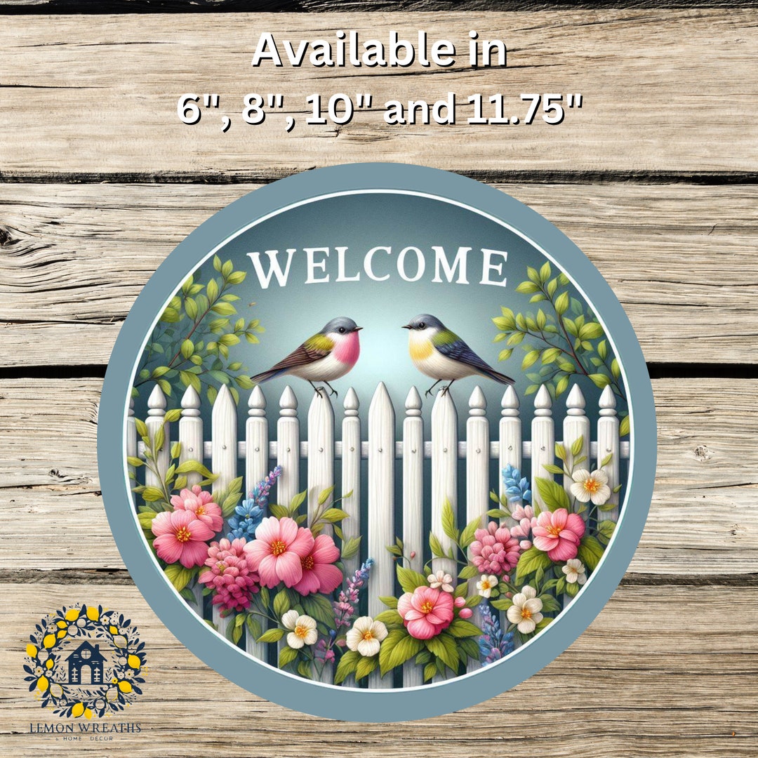 Welcome Wreath Sign | Bird Wreath Sign | Sign for Wreaths | Spring ...