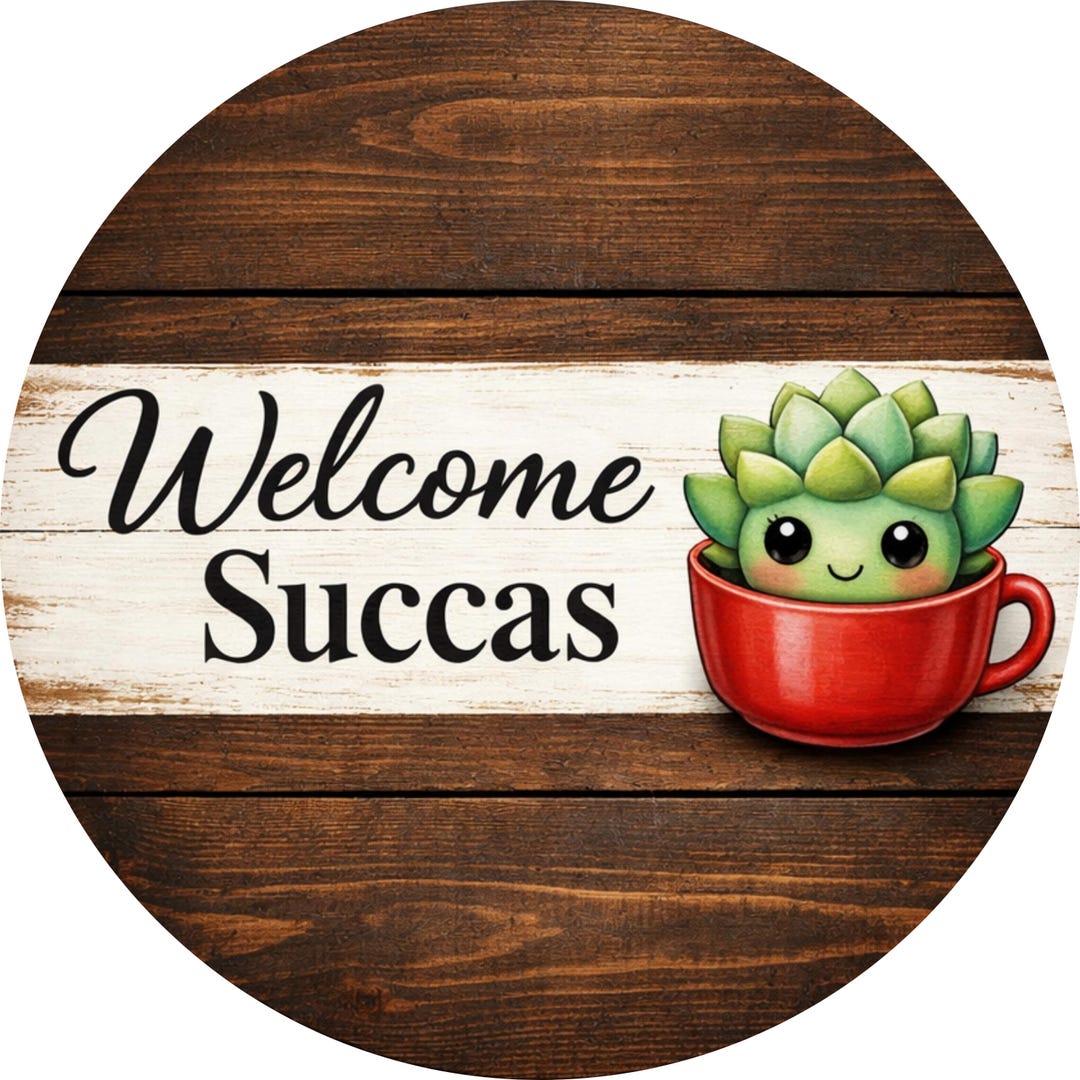 Welcome Succas Sign: Funny Succulent Door Hanger, Plant Lover Decor - Etsy
