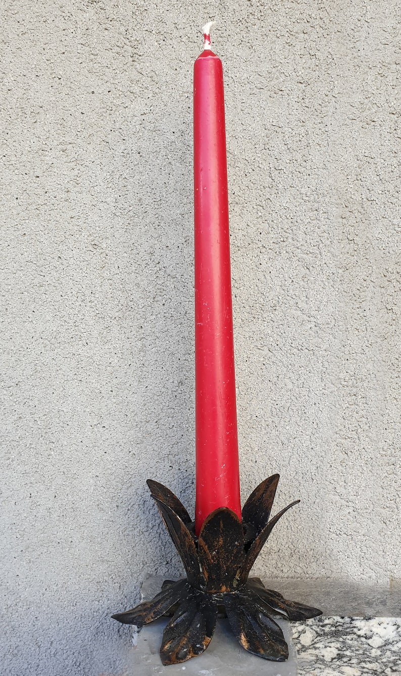 Vintage Wrought Hand Hammered Metal Candlestick Holder - Etsy