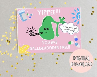 Get Well Soon Card, Cholecystectomy, Gallbladder Removal, Post Surgery ...
