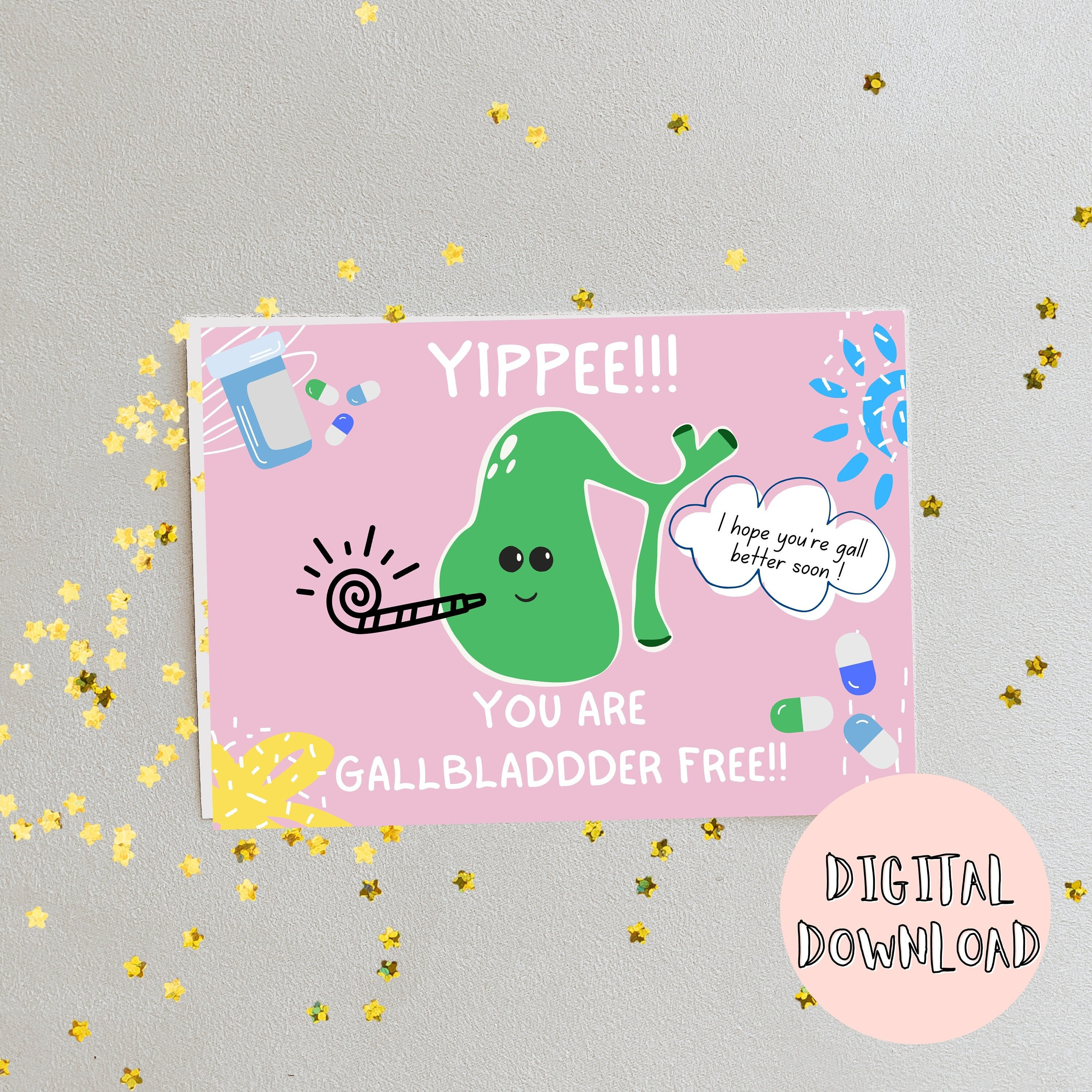 Gallbladder Removal Card / Get Well Card / Cholecystectomy - Etsy