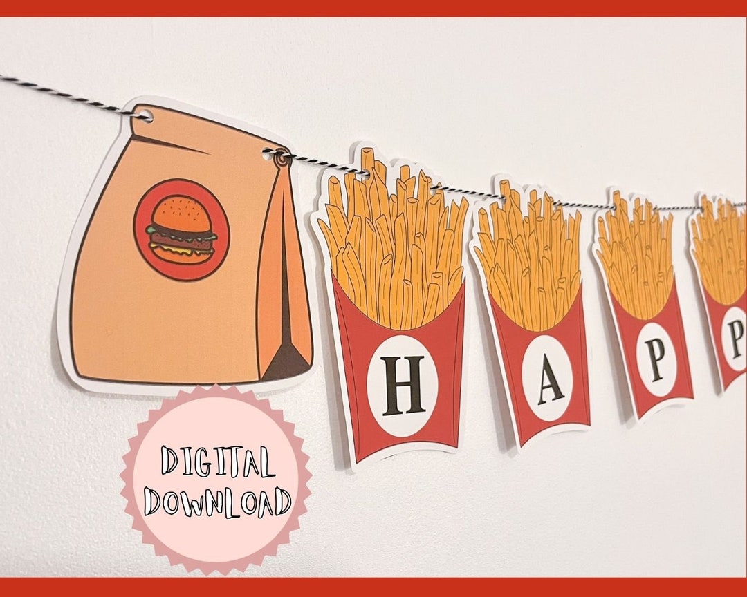 French Fries Party Banner / Customizable / Digital Download / Editable ...