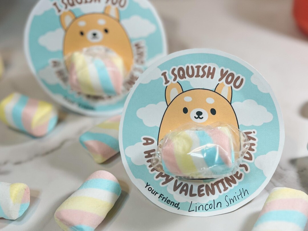 Squish Valentine, Marshmallow Valentine, Printable Valentine, Classroom ...