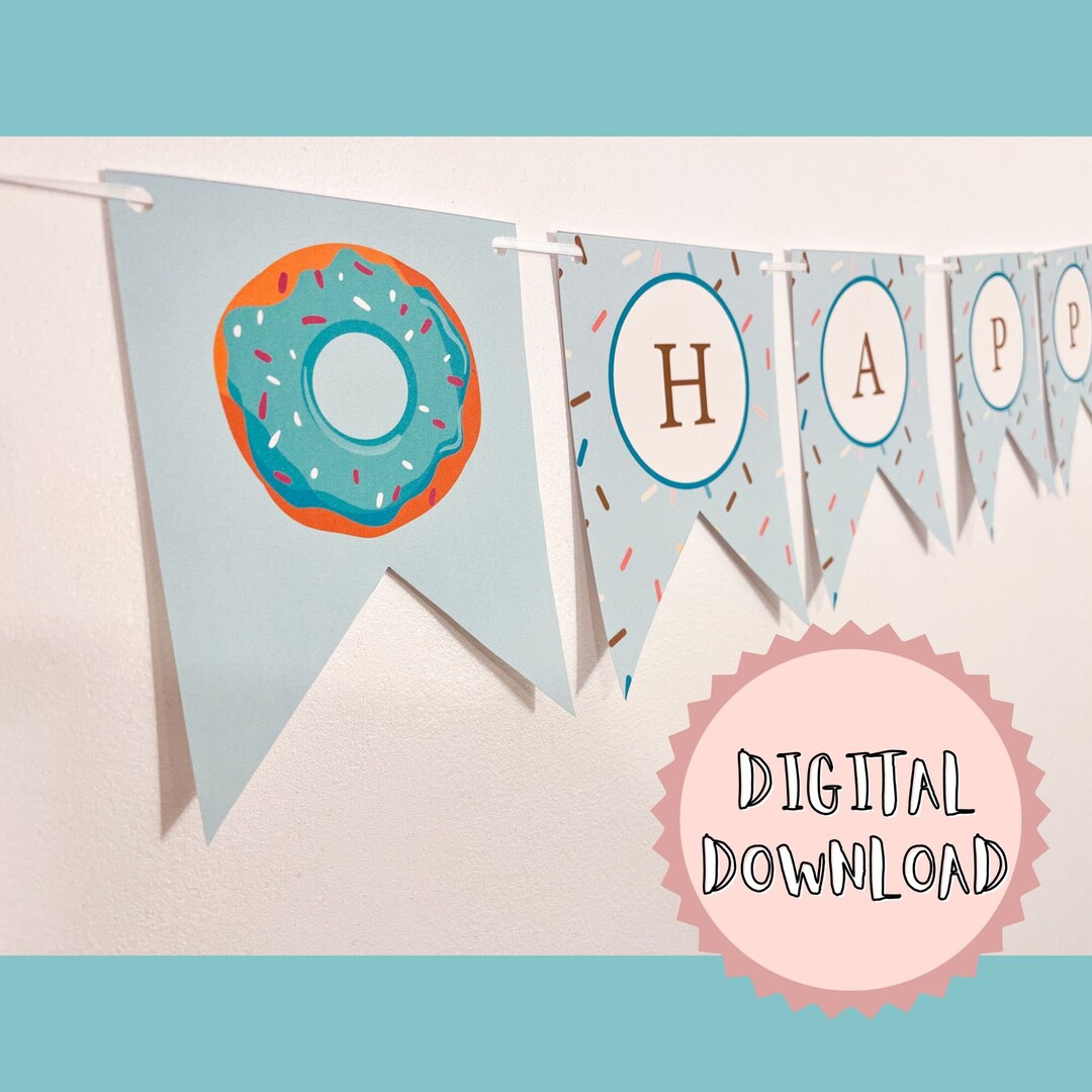 Donut Party Banner / Customizable / Digital Download / - Etsy