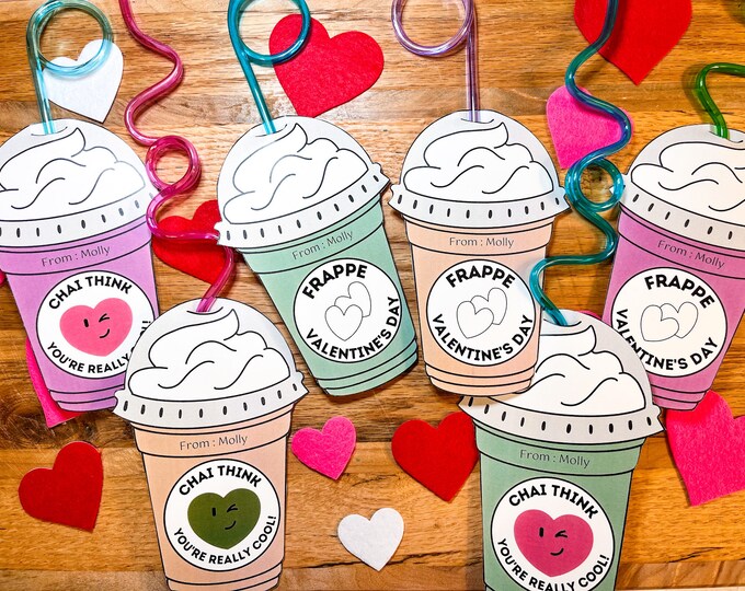 Valentine Printable Gift Tags, Coffee Gift Tags, Frappe Valentines Day ...