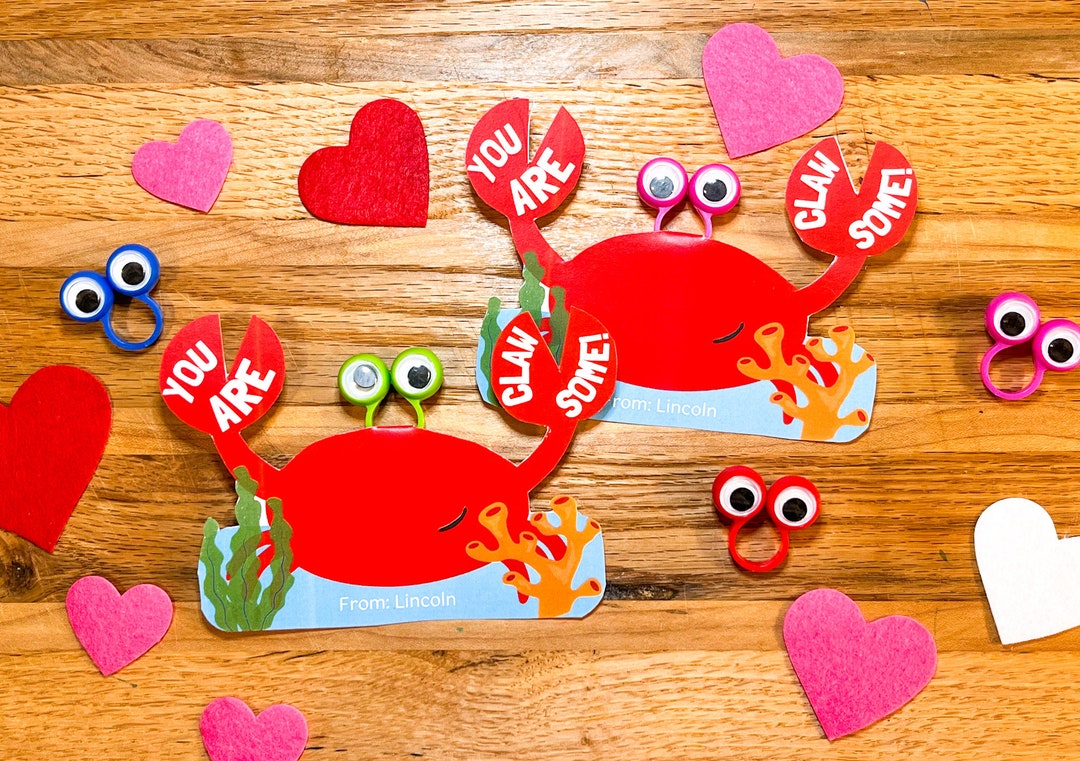 Crab Valentine / Google Eye Puppet Valentine / Classroom School ...