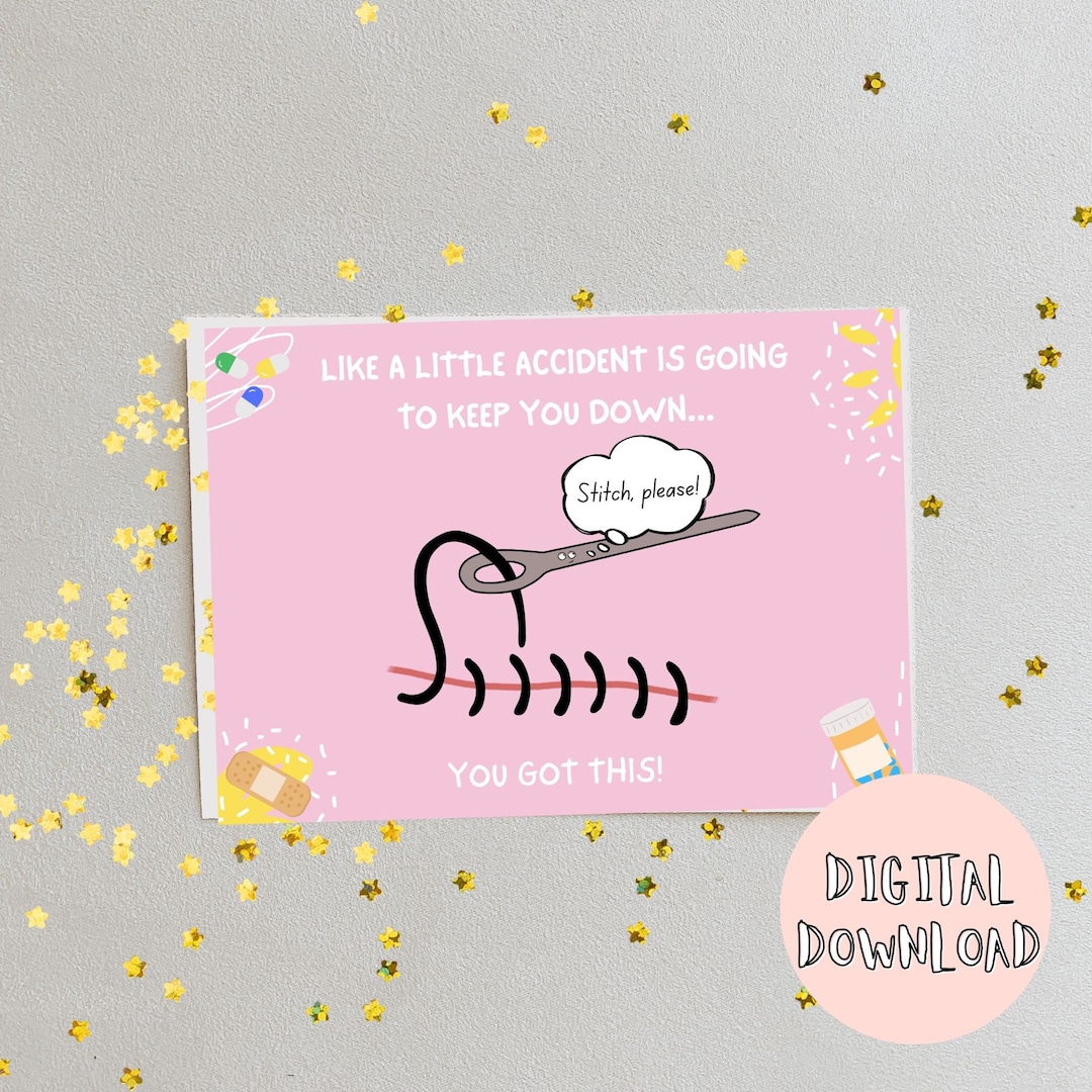 Stitches Get Well Card / Accident Card / Injury Card / Stitch Please ...