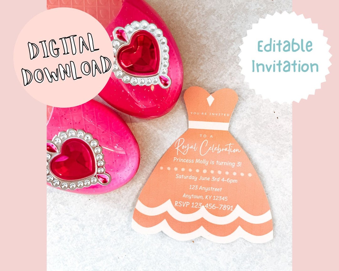 Princess Party Editable Invitation / Printable Invitation / Dress ...