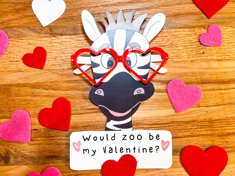 Llama Glasses Valentine / Zebra Glasses Valentine / Non Candy - Etsy