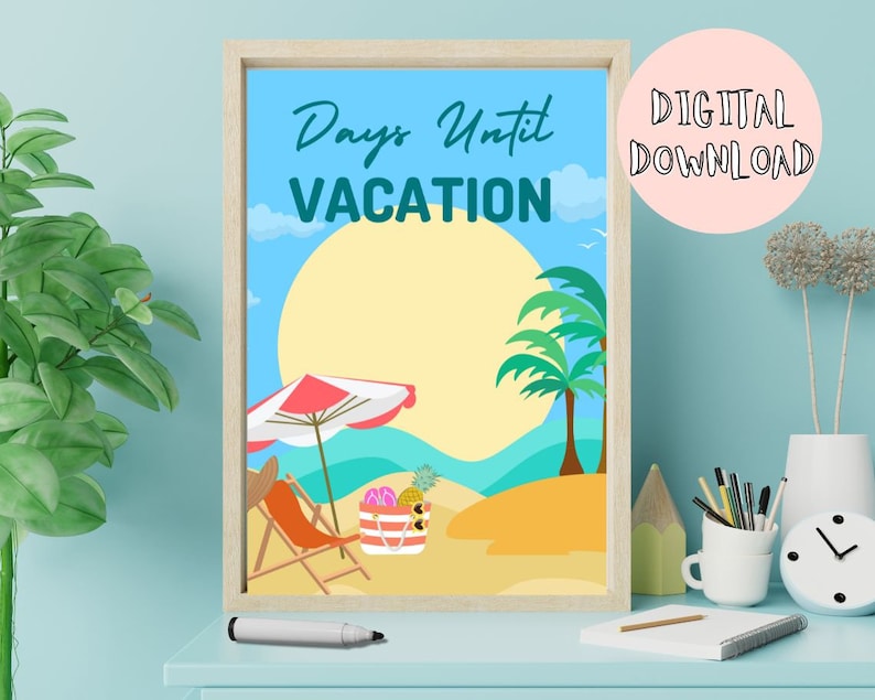 Beach Vacation Countdown / Printable Countdown / Days Until Vacation ...