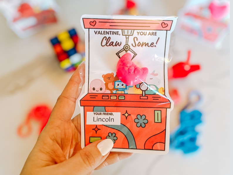 Claw Machine Valentine, Squishy Toy Valentine, Non Candy Valentine ...
