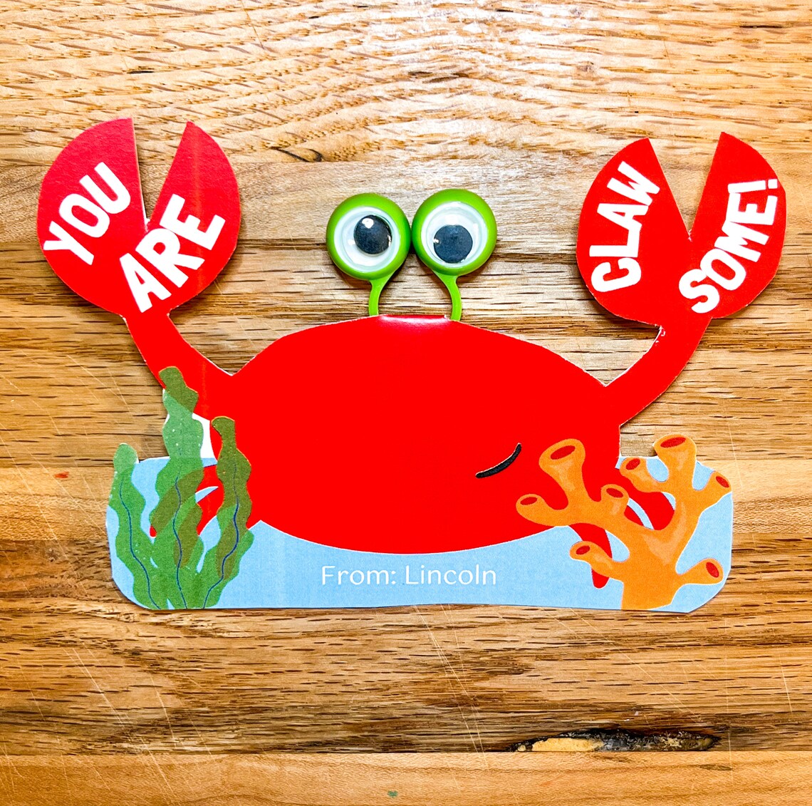 Crab Valentine / Google Eye Puppet Valentine / Classroom School ...