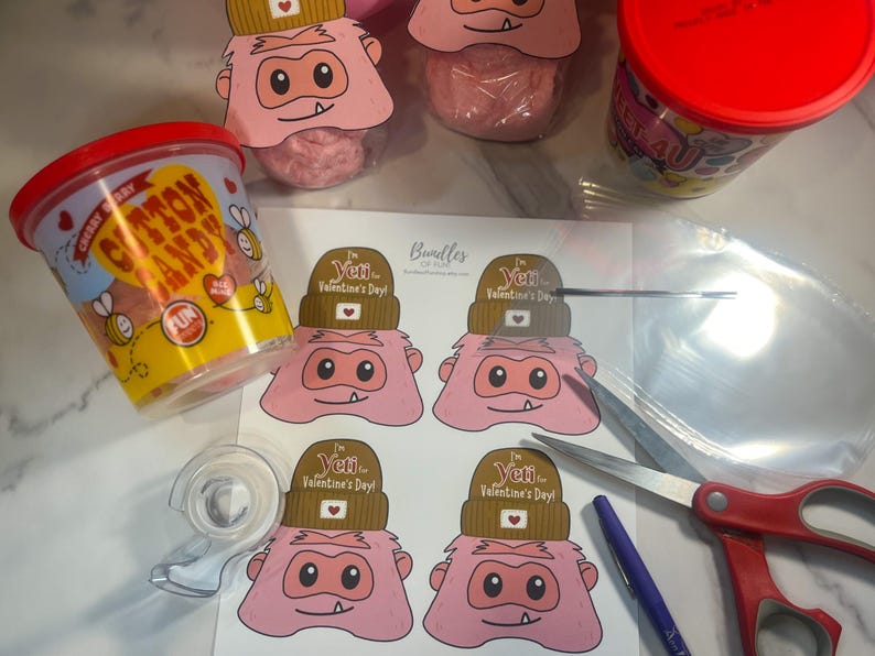 Yeti Valentine, Cotton Candy Valentine, Boy Valentine, Classroom ...