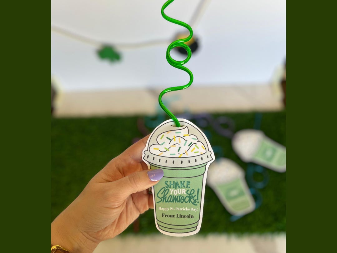 Shake Your Shamrock Card / Silly Straw / Classroom Party / St. Patricks ...