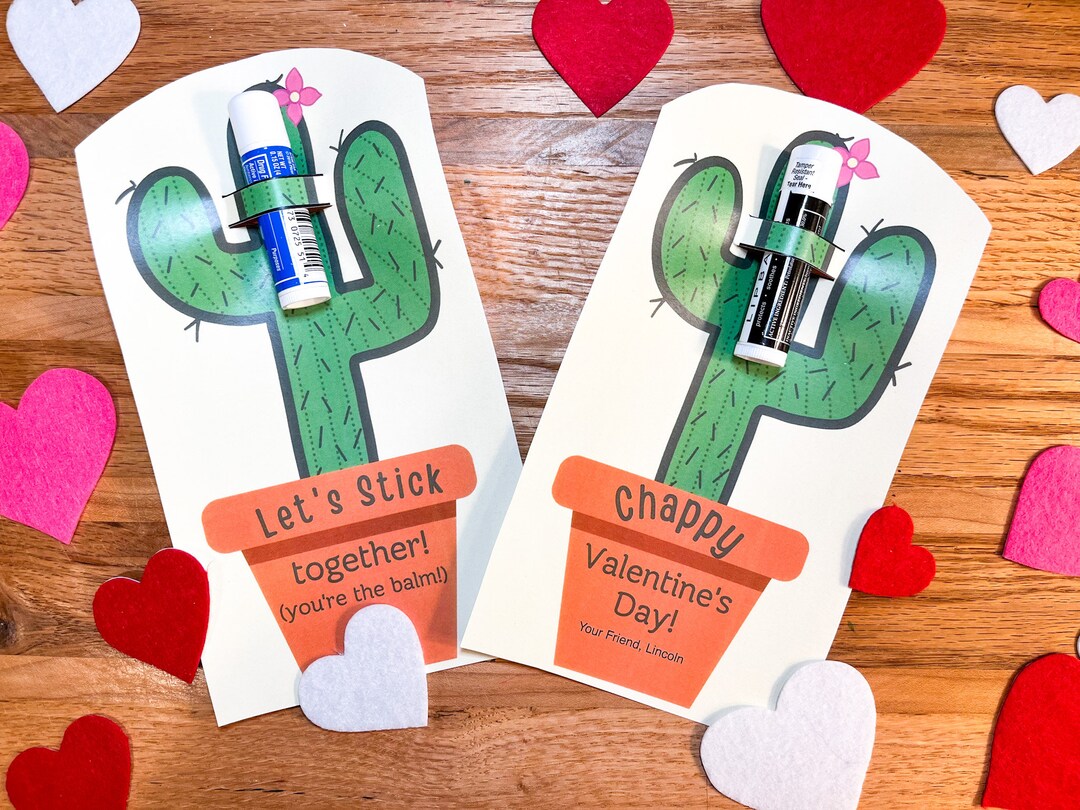 Cactus Valentine / Lip Balm Valentine / Chap Stick Valentine / School ...