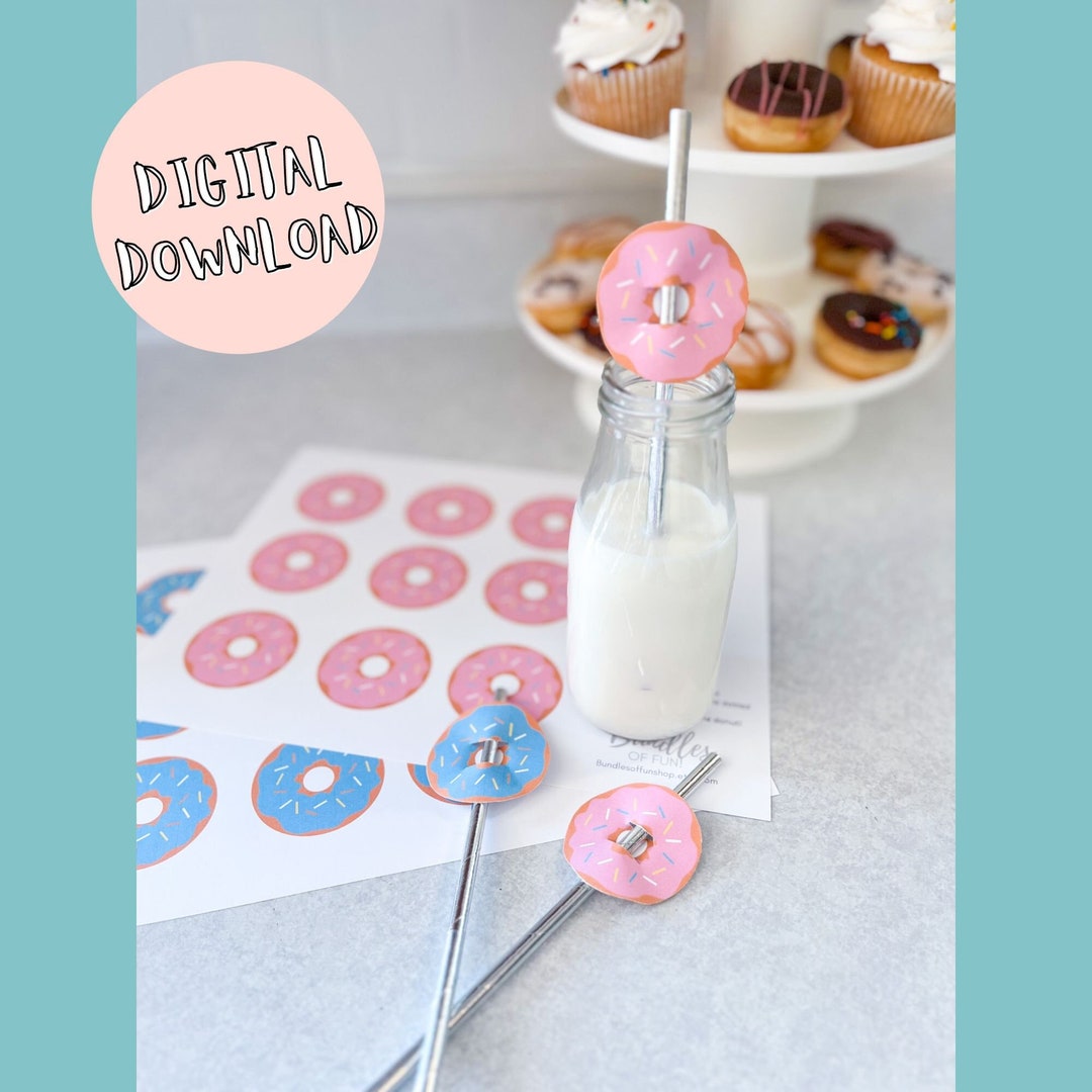 Donut Straw Topper Party Decoration / Digital Download / - Etsy