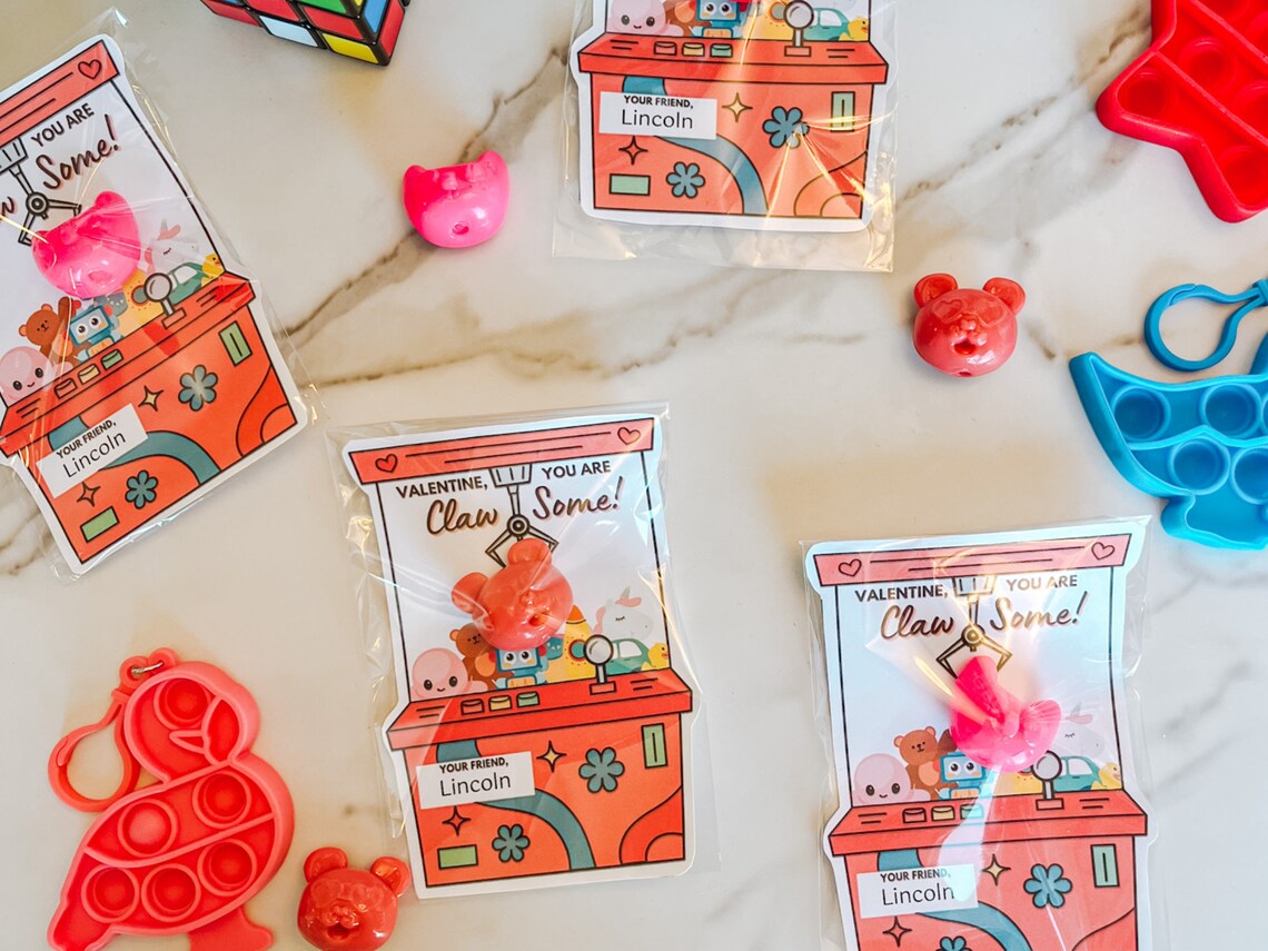 Claw Machine Valentine, Squishy Toy Valentine, Non Candy Valentine ...